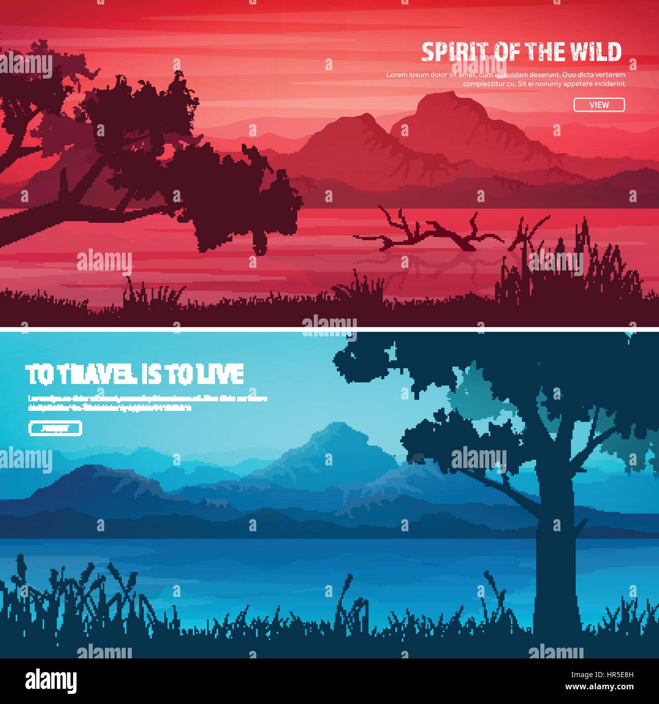 Misty mountain lake Stock Vector Images - Alamy