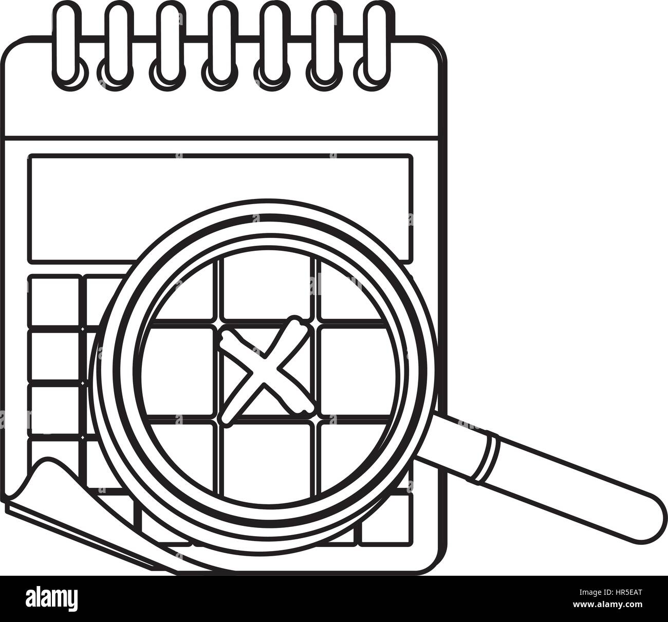 monochrome contour of calendar with spiral and date mark Stock Vector ...