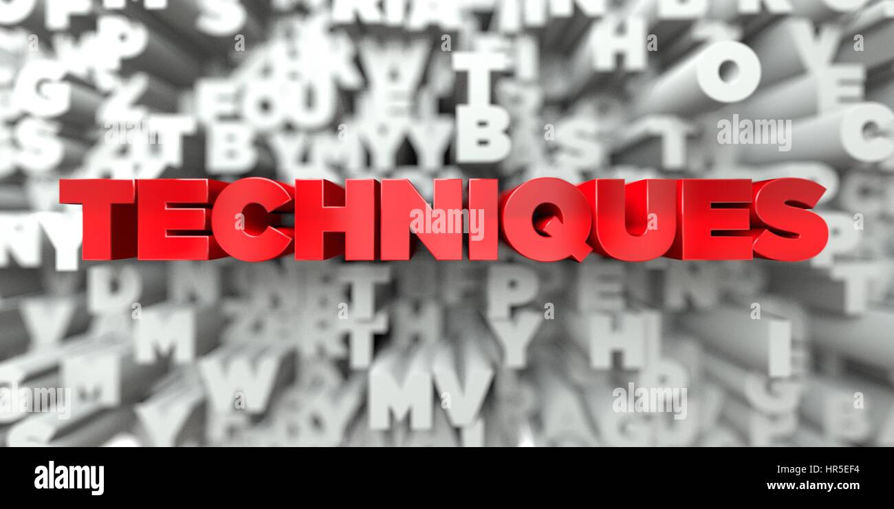 TECHNIQUES - Red text on typography background - 3D rendered royalty ...