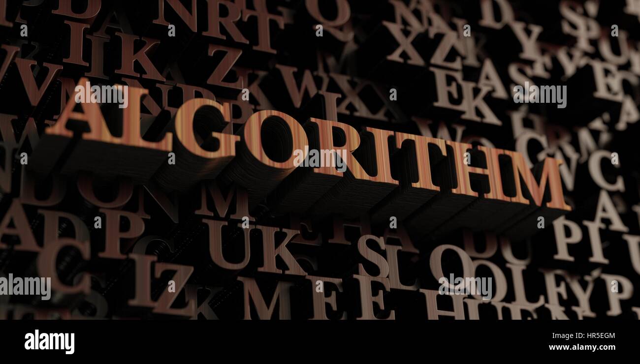 Algorithm - Wooden 3D rendered letters/message. Can be used for an ...