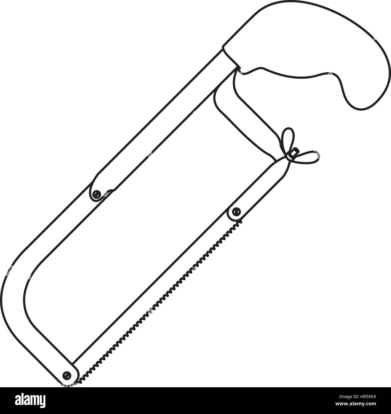 monochrome line contour of hacksaw tool Stock Vector Image & Art - Alamy