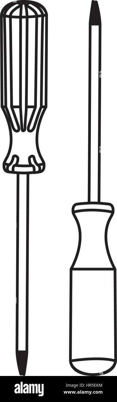 monochrome line contour of screwdrivers phillips Stock Vector Image ...
