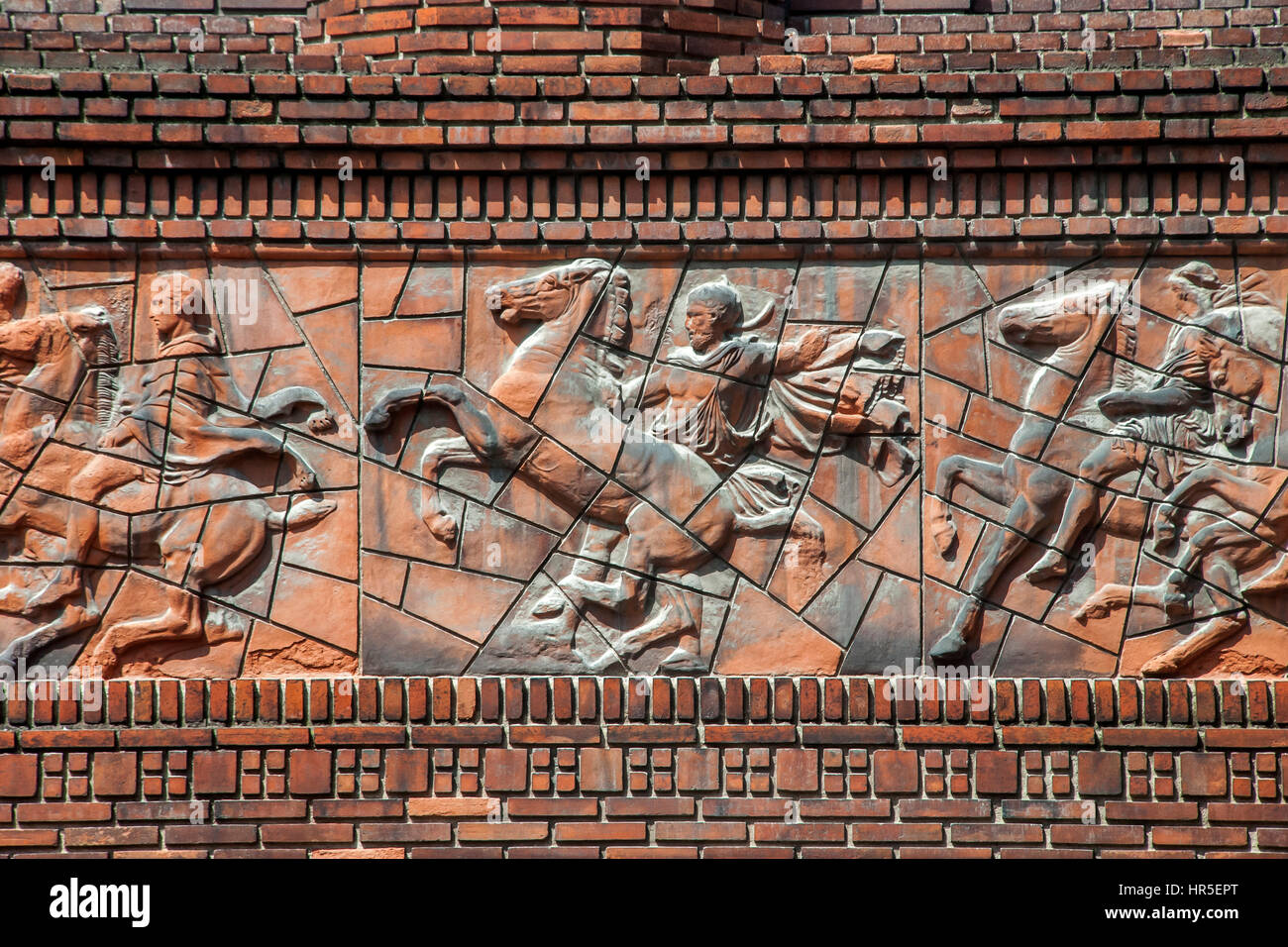 Mural displaying horses riders photographed in Paris, France Stock ...
