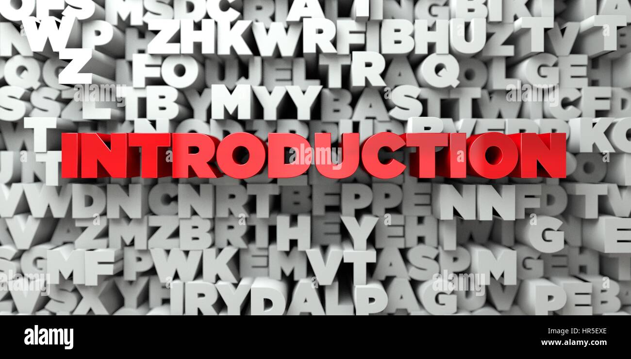 INTRODUCTION - Red text on typography background - 3D rendered royalty ...