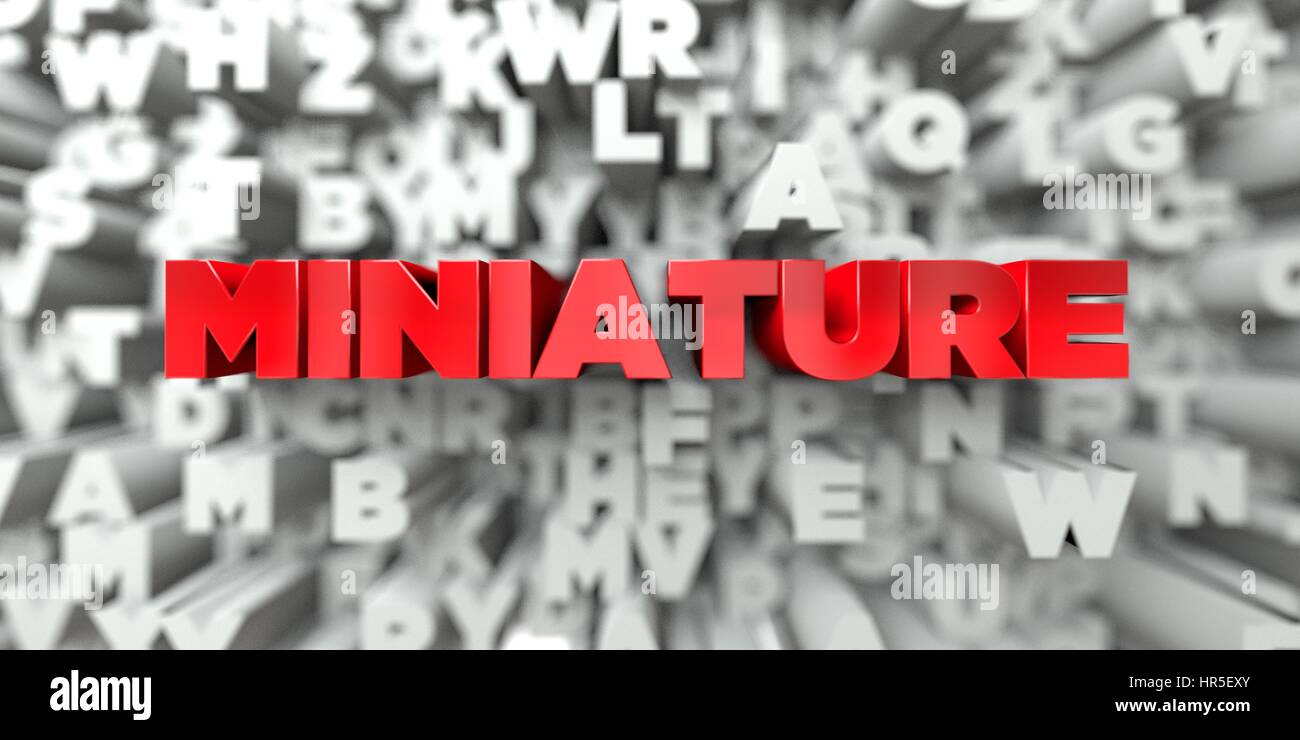MINIATURE - Red text on typography background - 3D rendered royalty ...