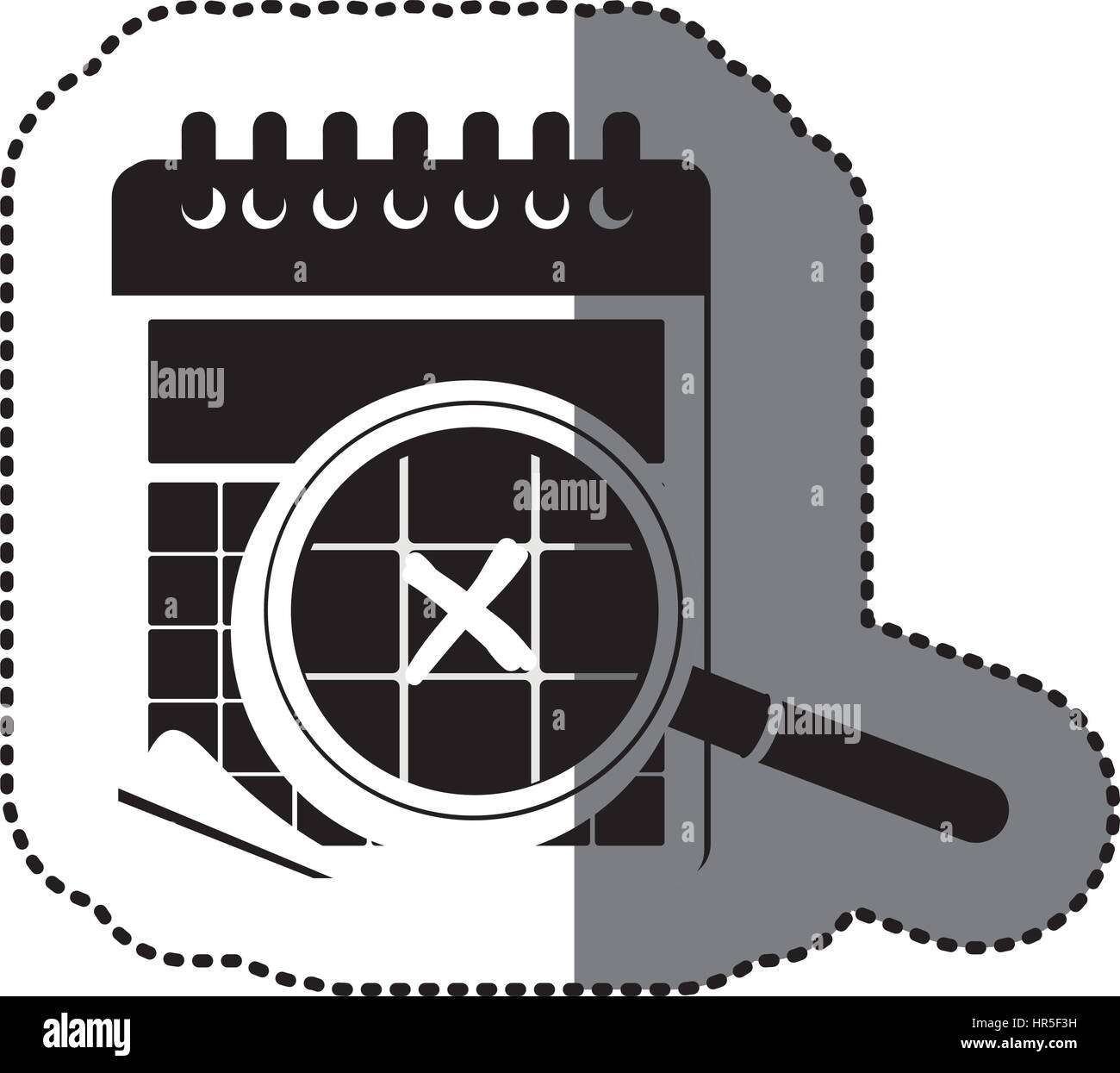 sticker monochrome calendar with spiral and date mark Stock Vector ...