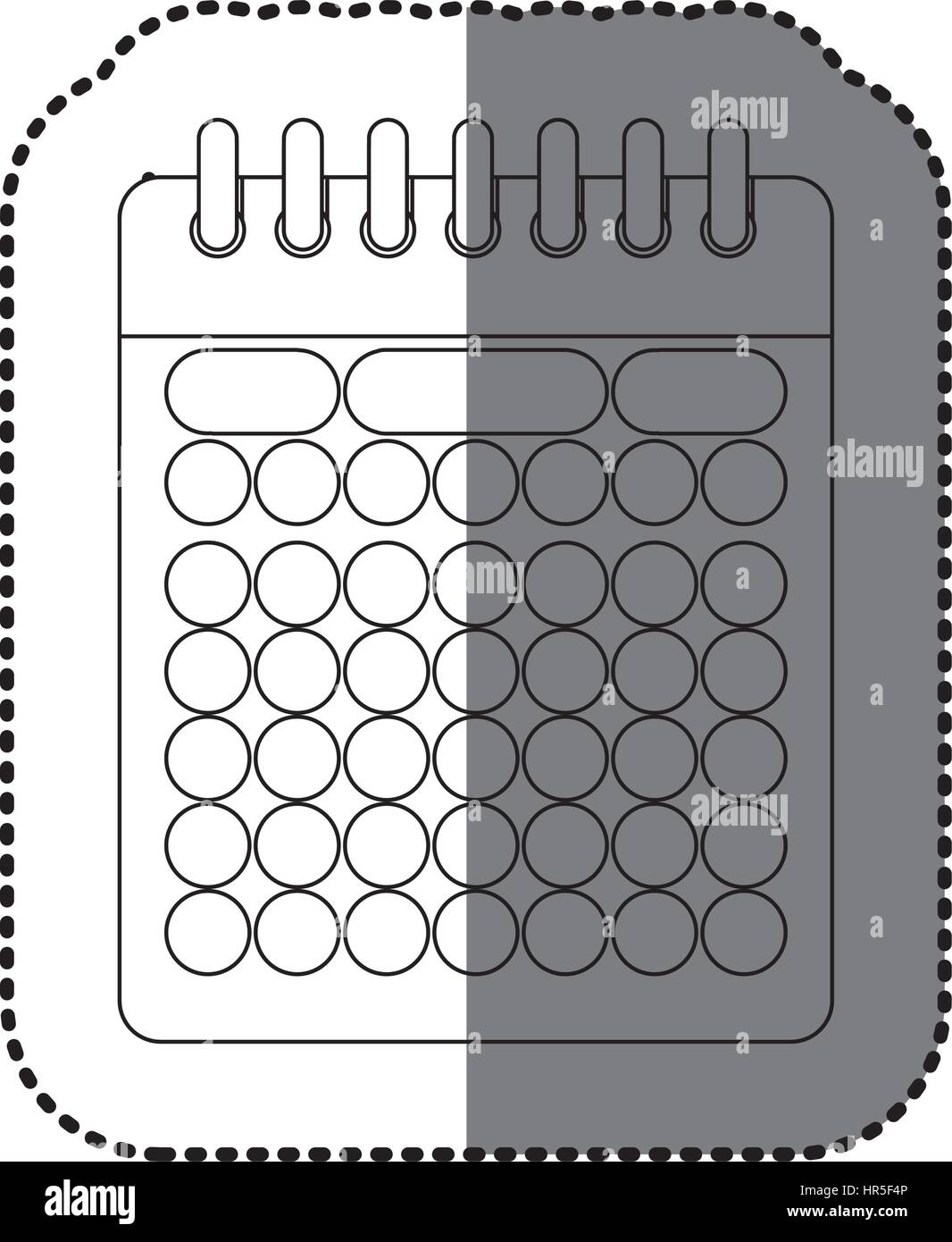 sticker monochrome contour of calendar with spiral Stock Vector Image ...