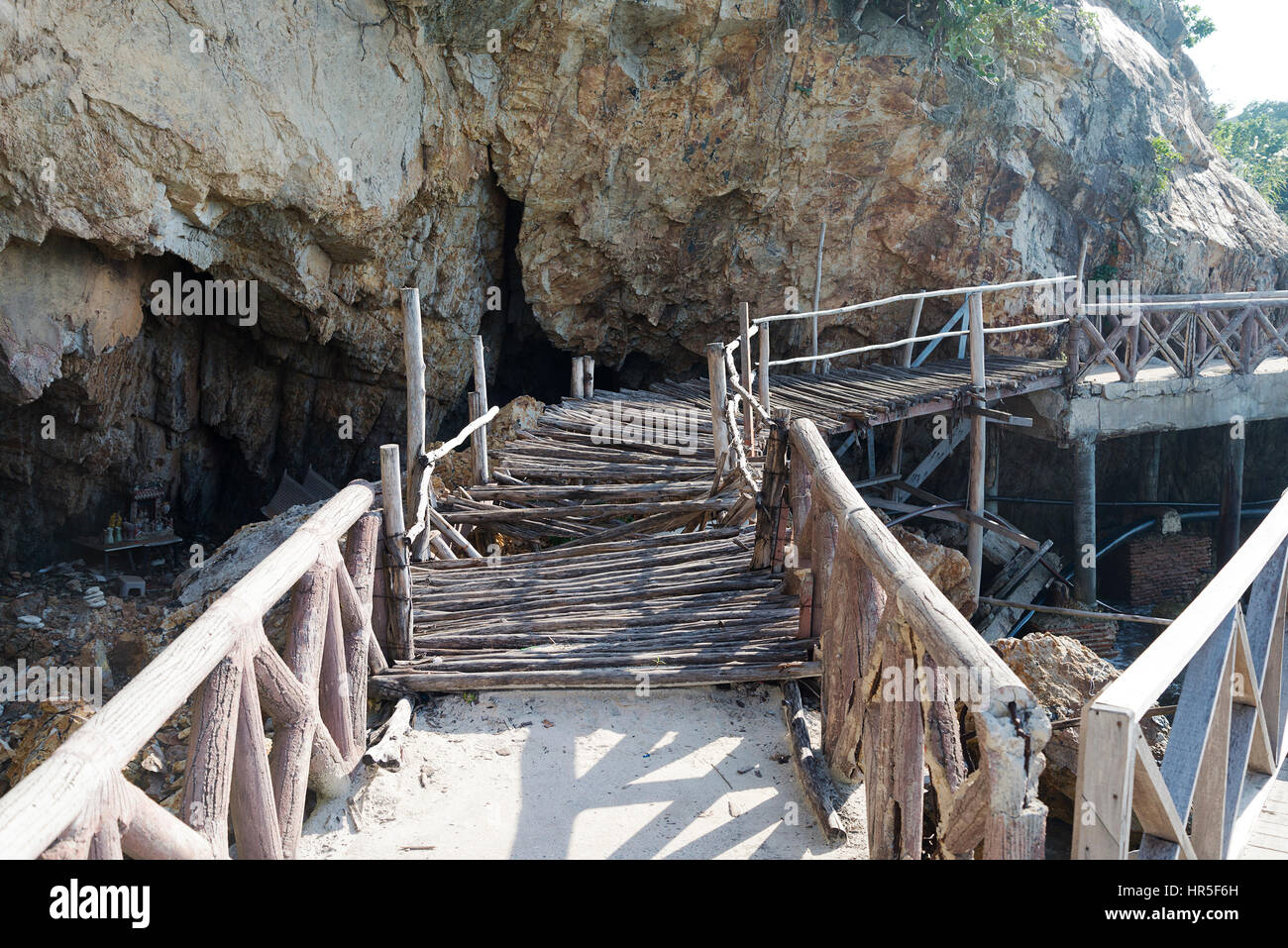 Rickety bridge near the cliff Stock Photo - Alamy