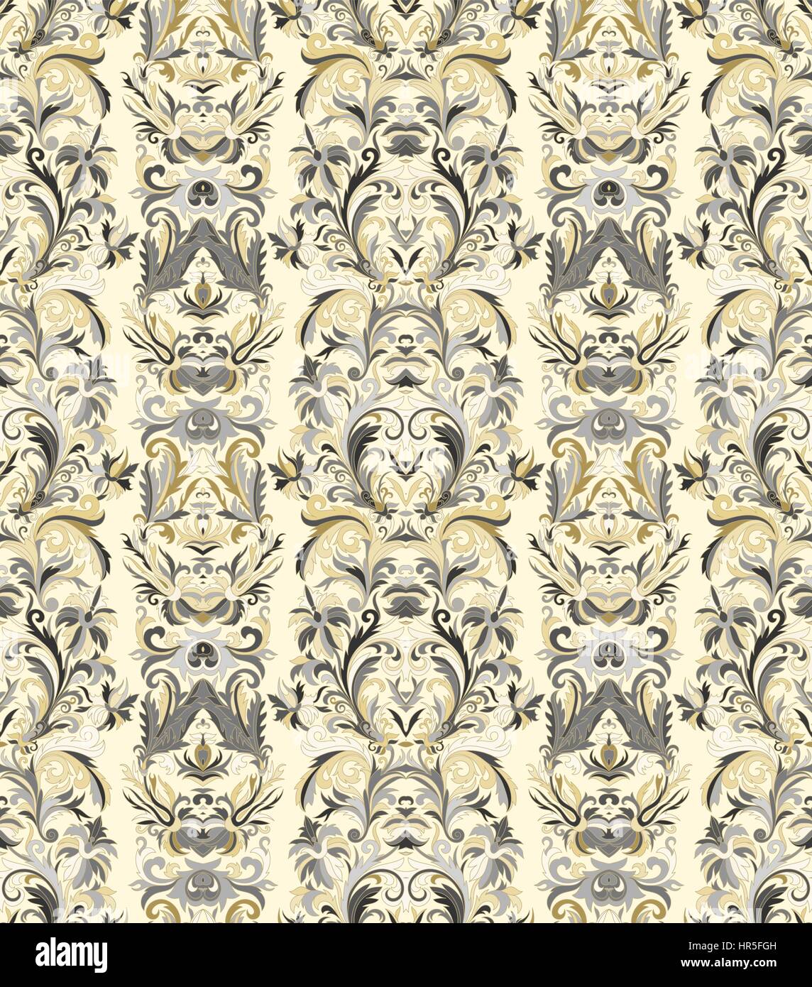 Royal striped seamless pattern. Rococo floral wallpaper. Damask ...