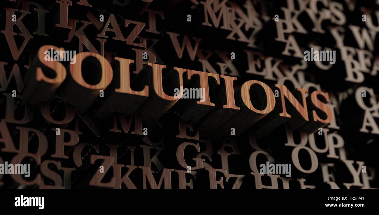 Solutions - Wooden 3D rendered letters/message. Can be used for an ...