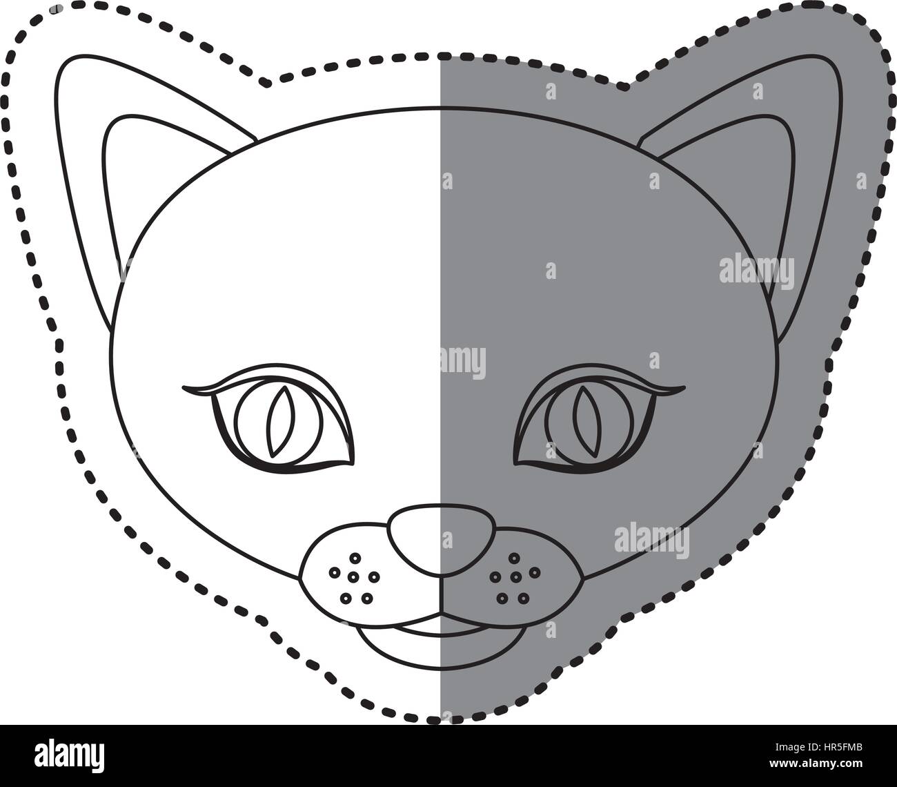 sticker shading silhouette picture face cute cat animal Stock Vector ...
