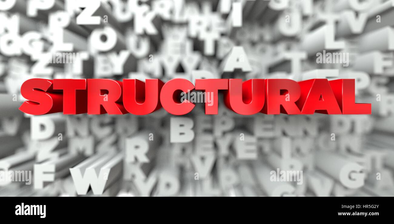 STRUCTURAL - Red text on typography background - 3D rendered royalty ...