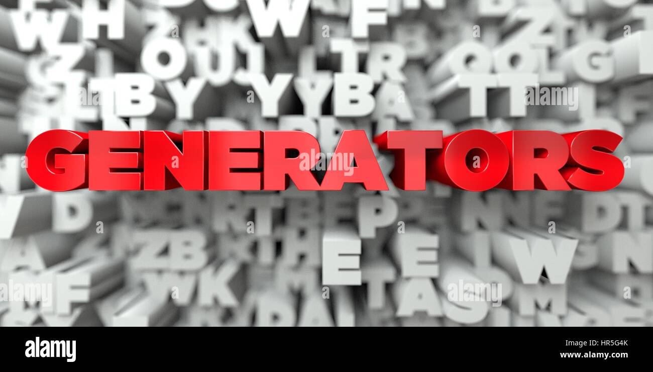 GENERATORS - Red text on typography background - 3D rendered royalty ...