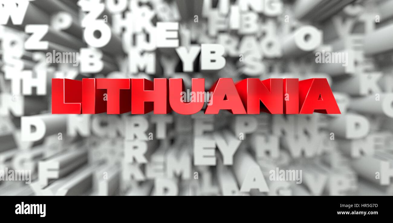 LITHUANIA - Red text on typography background - 3D rendered royalty ...