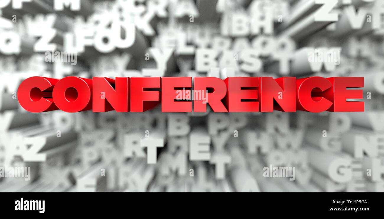 CONFERENCE - Red text on typography background - 3D rendered royalty ...
