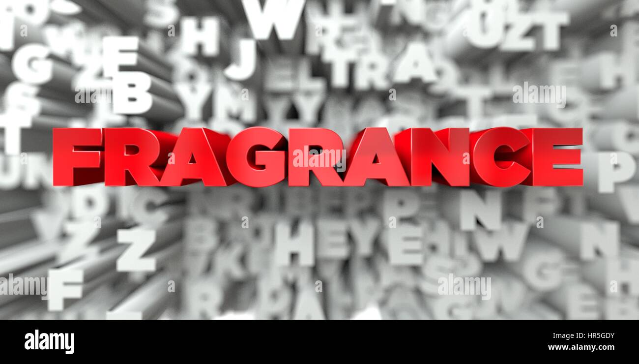 FRAGRANCE - Red text on typography background - 3D rendered royalty ...