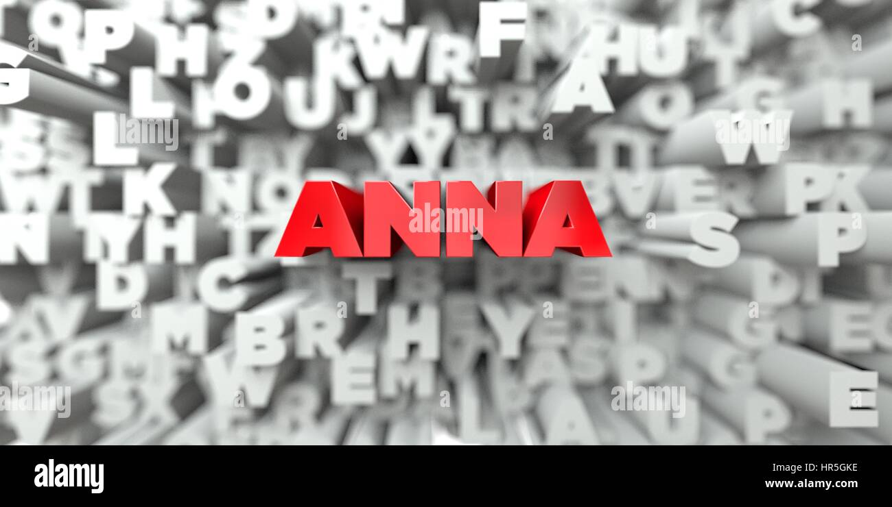 ANNA - Red text on typography background - 3D rendered royalty free ...