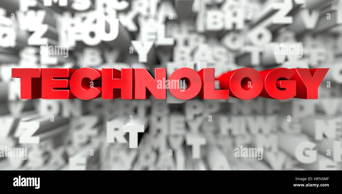 TECHNOLOGY - Red text on typography background - 3D rendered royalty ...
