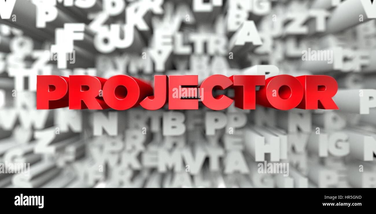 PROJECTOR - Red text on typography background - 3D rendered royalty ...