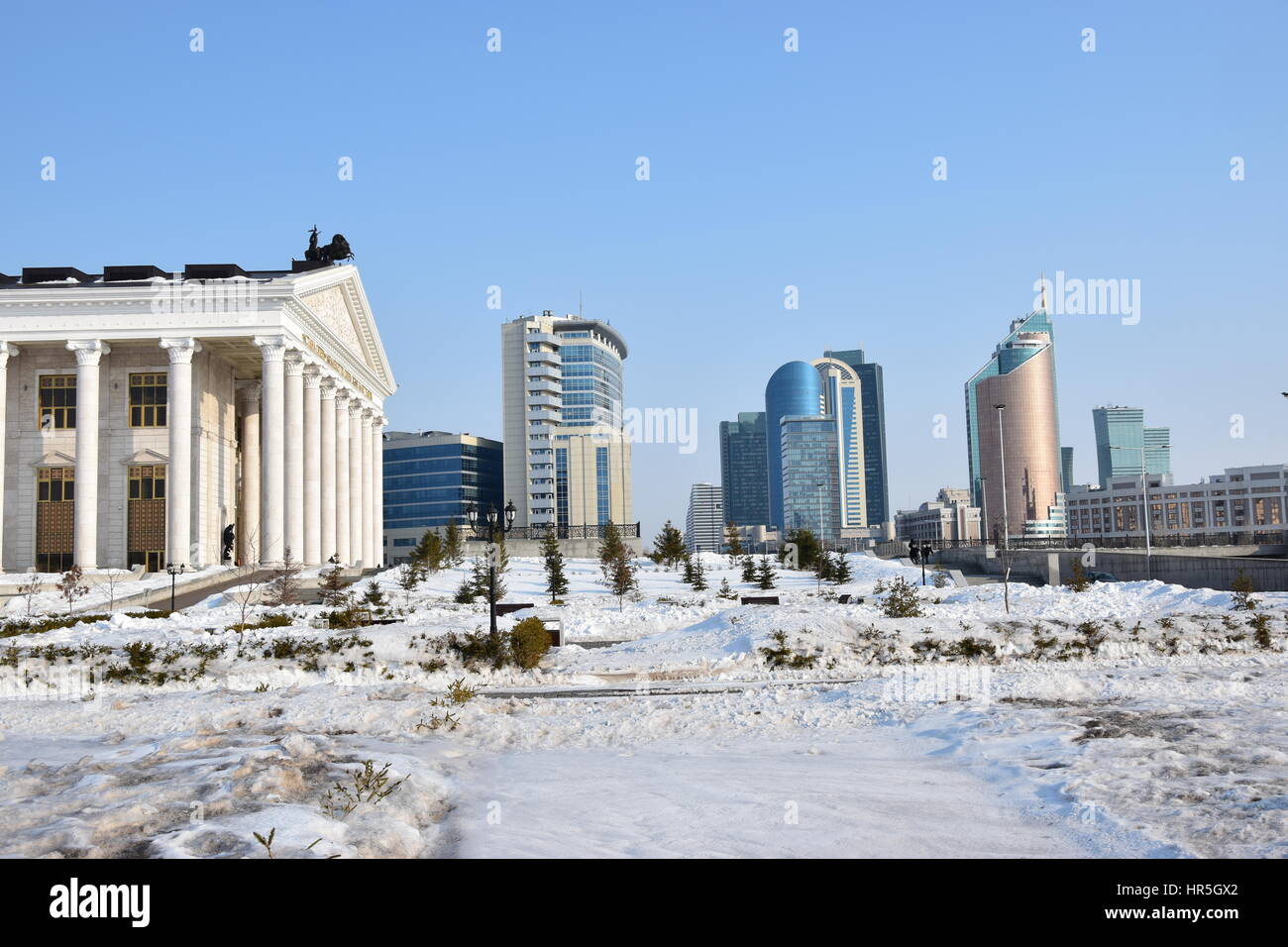 Astana (Nur-Sultan), Kazakhstan – Winter view with modern buildings in ...