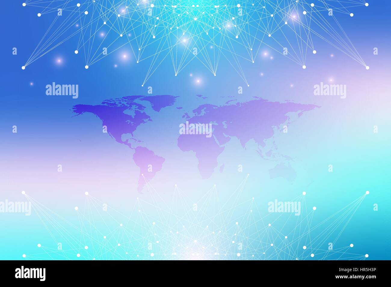 World map with global technology networking concept. Digital data ...