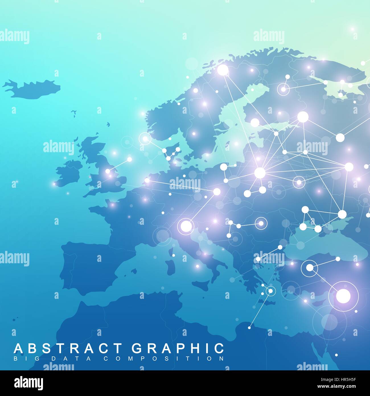 Geometric graphic background communication with Europe Map. Big data ...