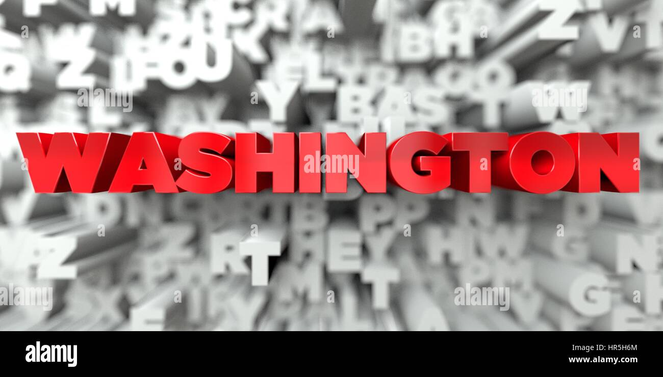 WASHINGTON - Red text on typography background - 3D rendered royalty ...