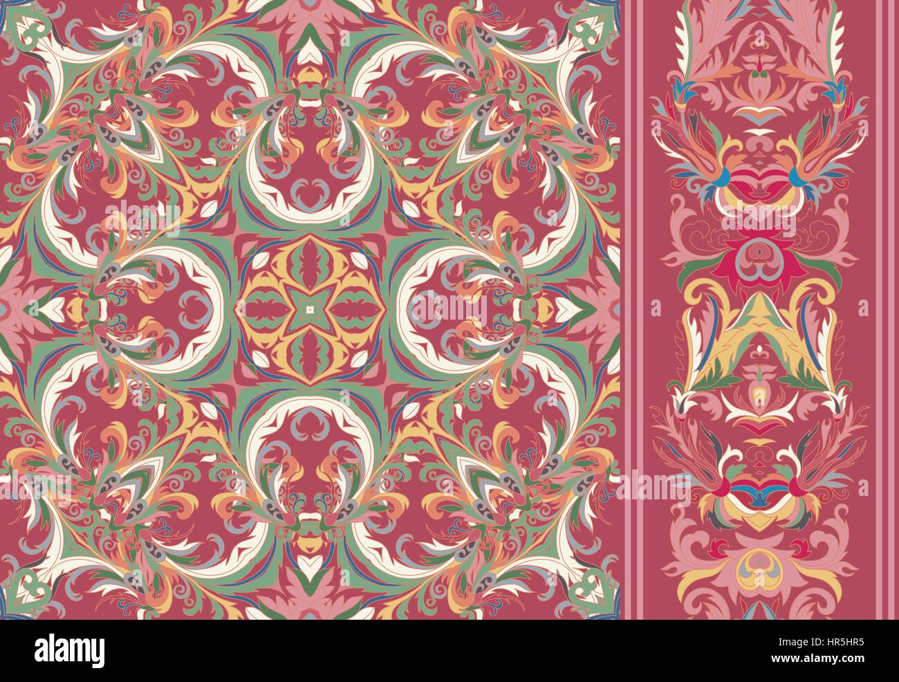 Set of seamless floral pattern and border for design Stock Vector Image ...