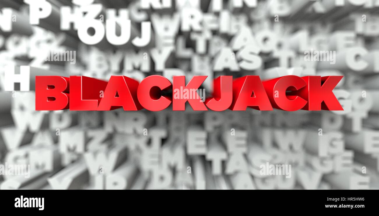 BLACKJACK - Red text on typography background - 3D rendered royalty ...