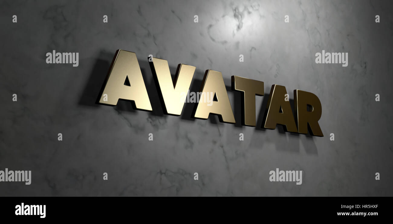 Avatar - Gold sign mounted on glossy marble wall - 3D rendered royalty ...