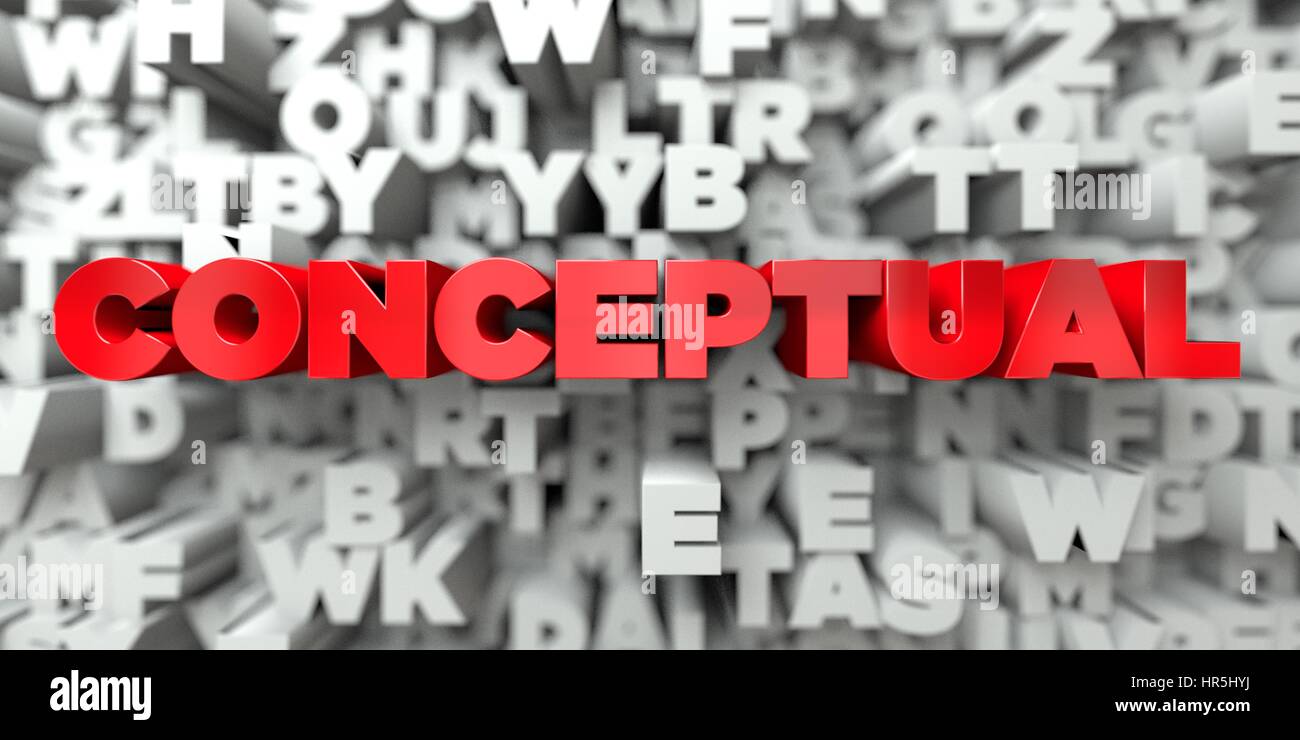 CONCEPTUAL - Red text on typography background - 3D rendered royalty ...