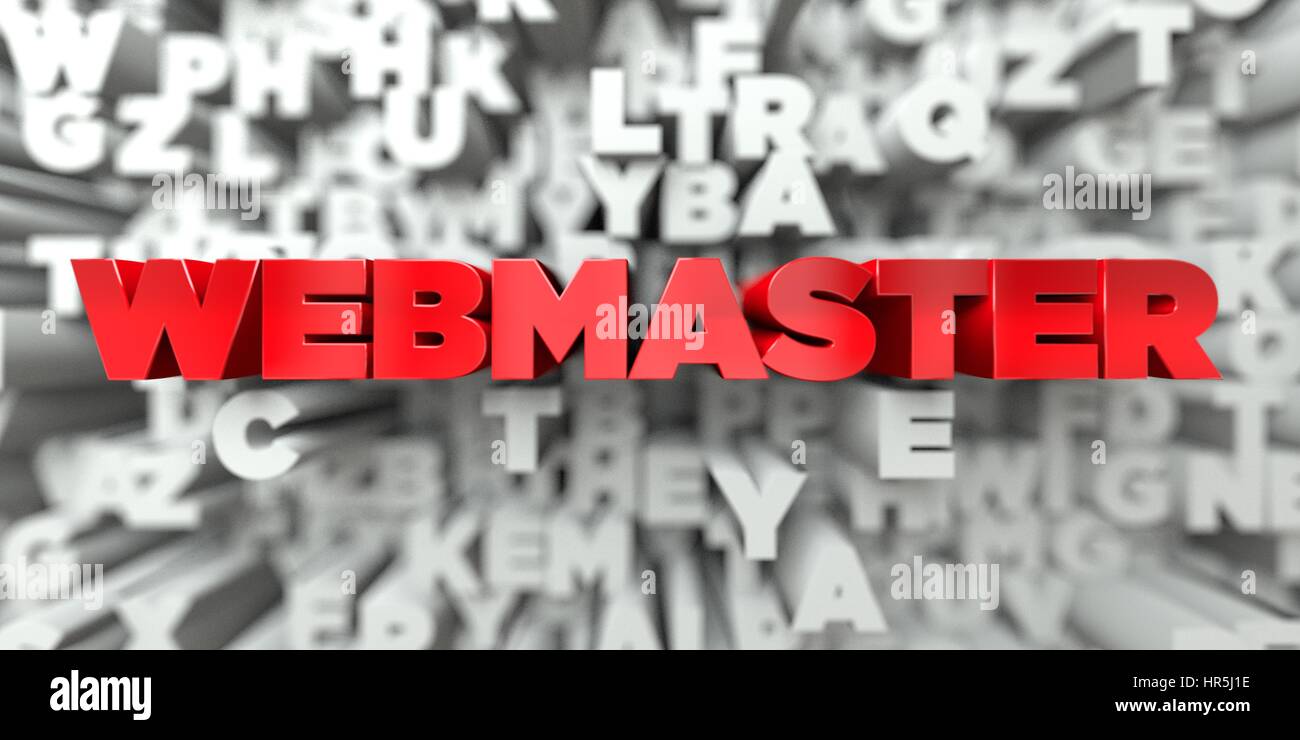 WEBMASTER - Red text on typography background - 3D rendered royalty ...