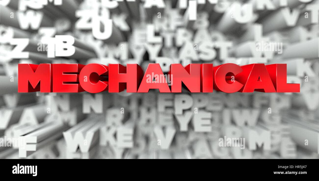 MECHANICAL - Red text on typography background - 3D rendered royalty ...