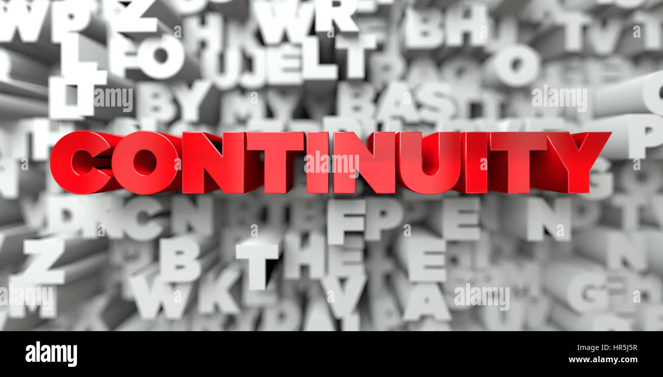 CONTINUITY - Red text on typography background - 3D rendered royalty ...