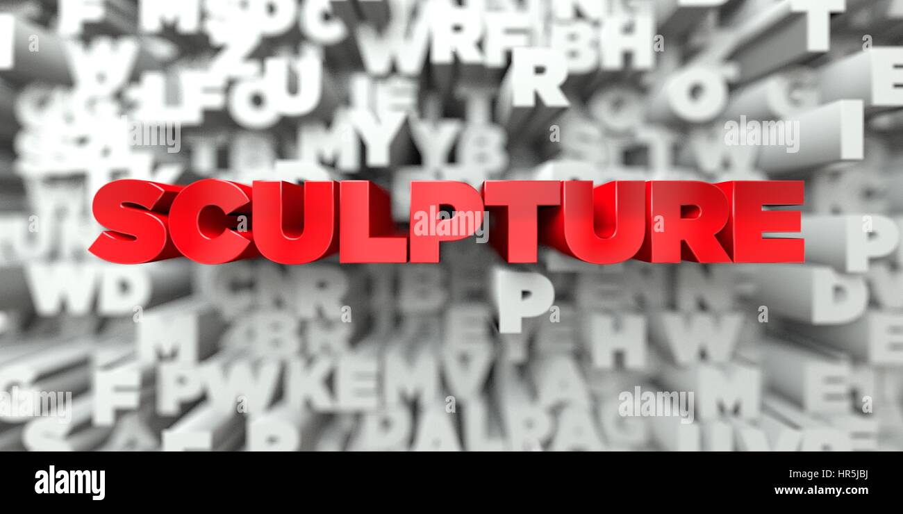 SCULPTURE - Red text on typography background - 3D rendered royalty ...