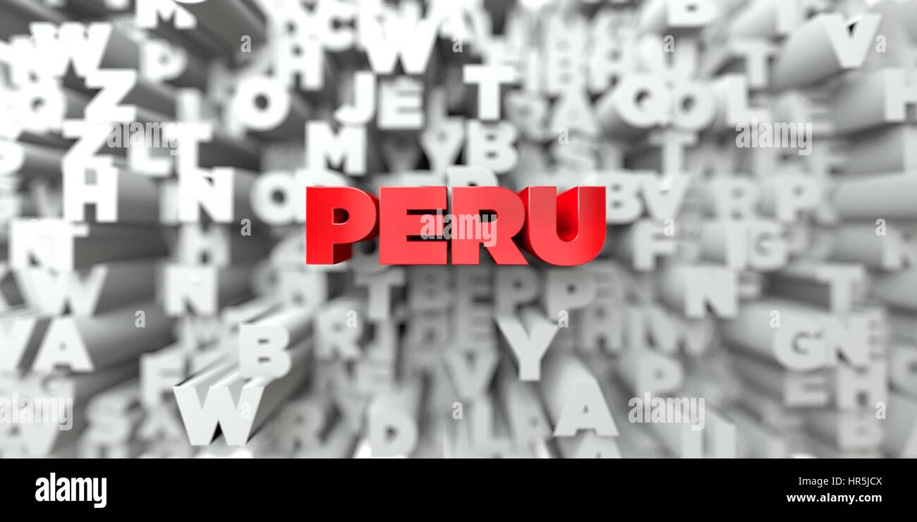 PERU - Red text on typography background - 3D rendered royalty free ...