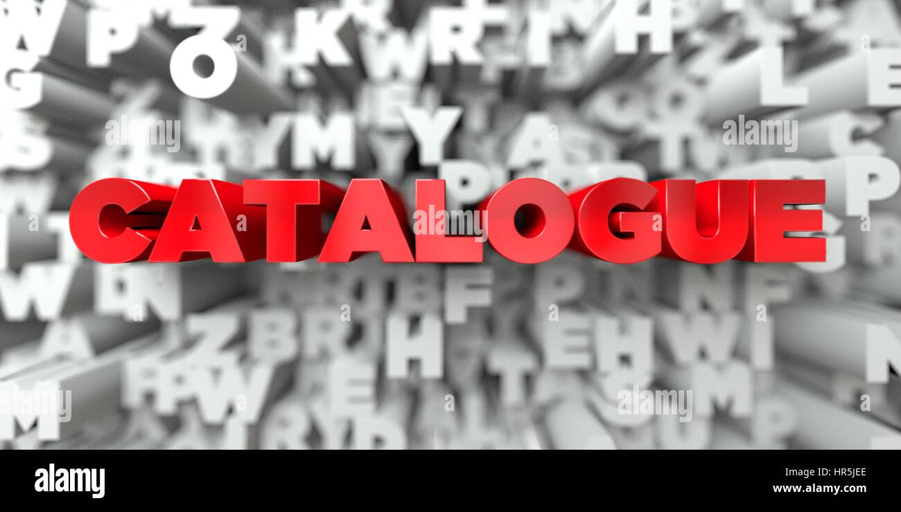 CATALOGUE - Red text on typography background - 3D rendered royalty ...