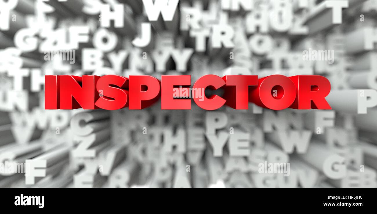 INSPECTOR - Red text on typography background - 3D rendered royalty ...