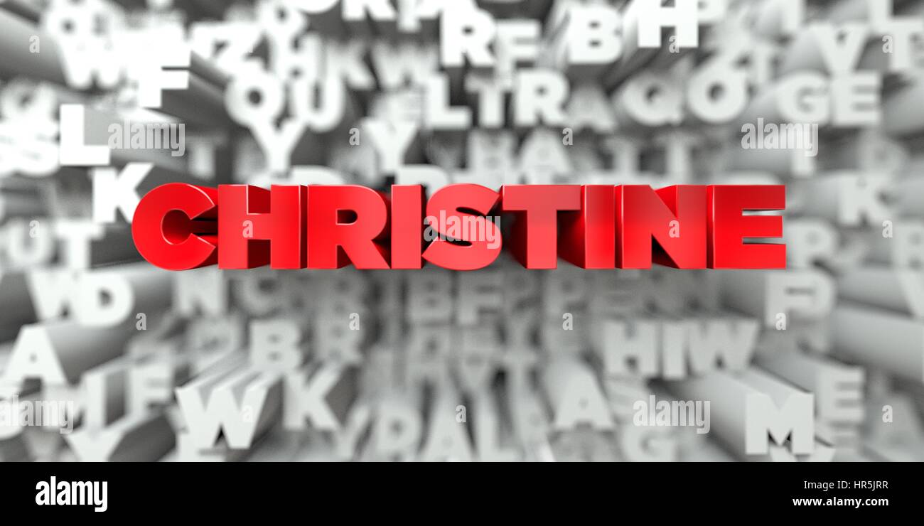 CHRISTINE - Red text on typography background - 3D rendered royalty ...