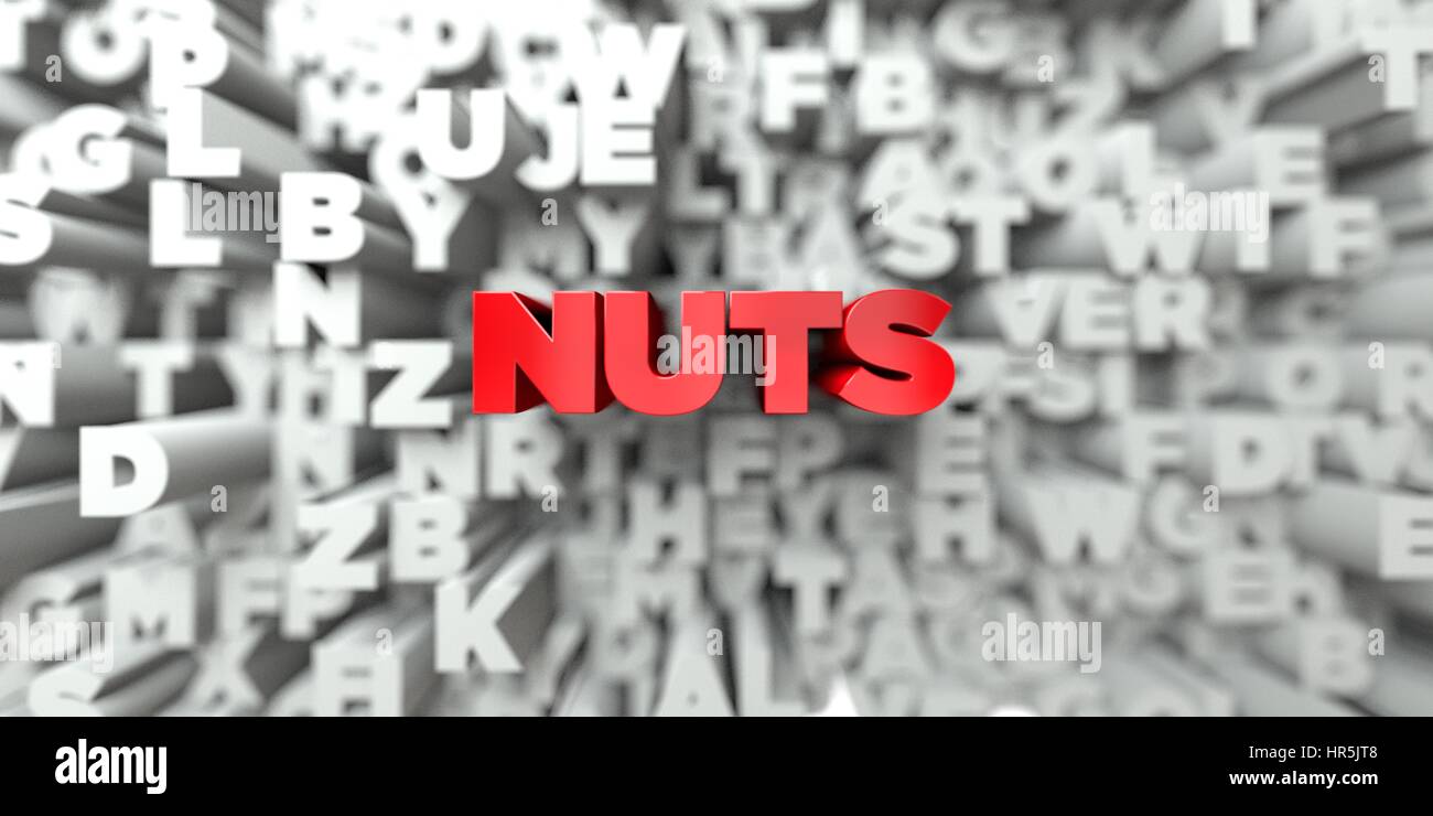 NUTS - Red text on typography background - 3D rendered royalty free ...
