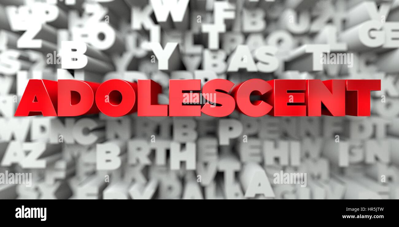 ADOLESCENT - Red text on typography background - 3D rendered royalty ...