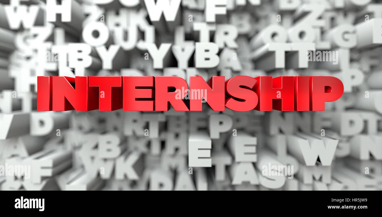 INTERNSHIP - Red text on typography background - 3D rendered royalty ...