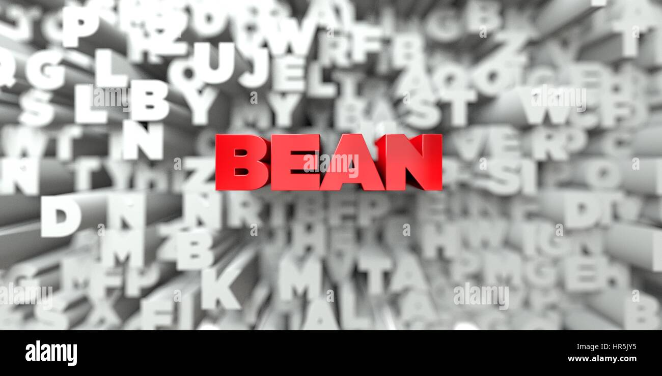 BEAN - Red text on typography background - 3D rendered royalty free ...