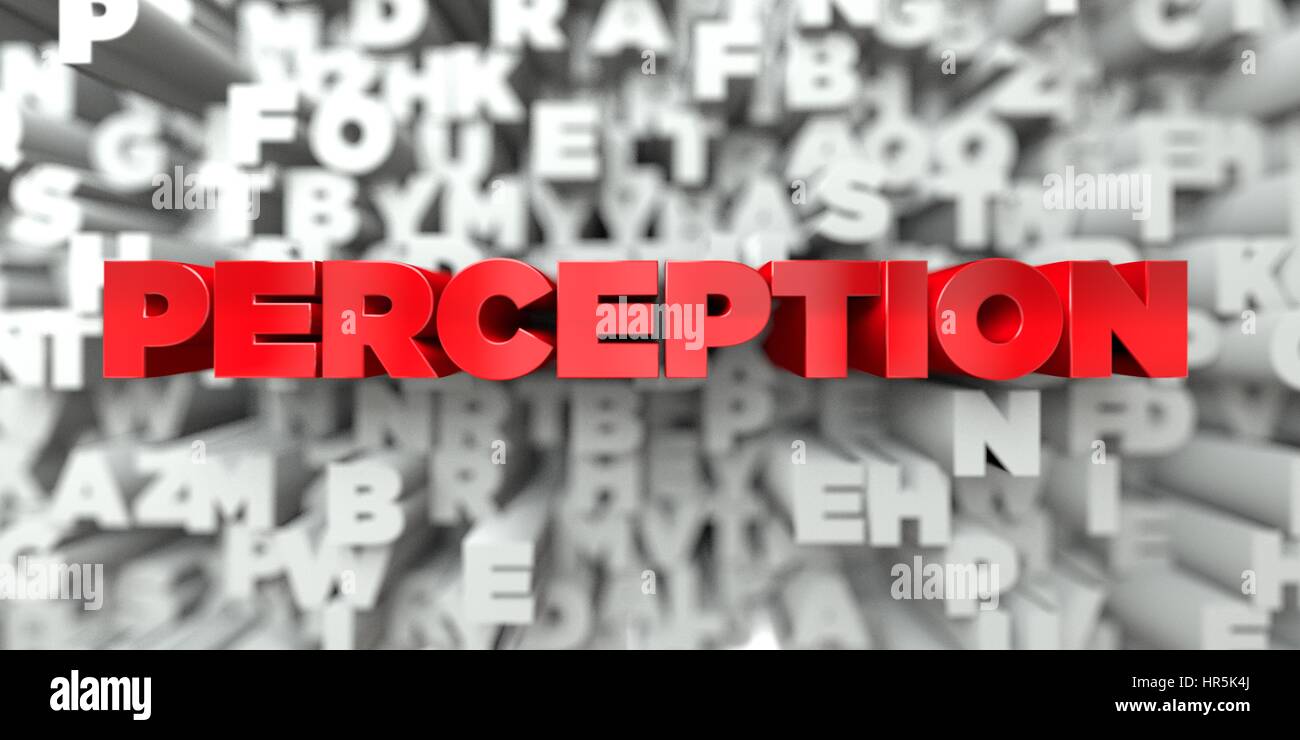 PERCEPTION - Red text on typography background - 3D rendered royalty ...