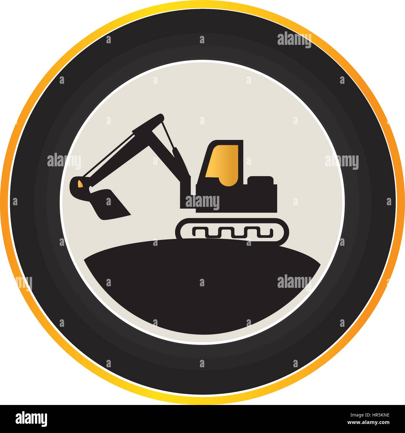 color circular road sign with backhoe Stock Vector Image & Art - Alamy