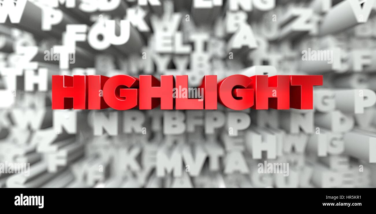 HIGHLIGHT - Red text on typography background - 3D rendered royalty ...