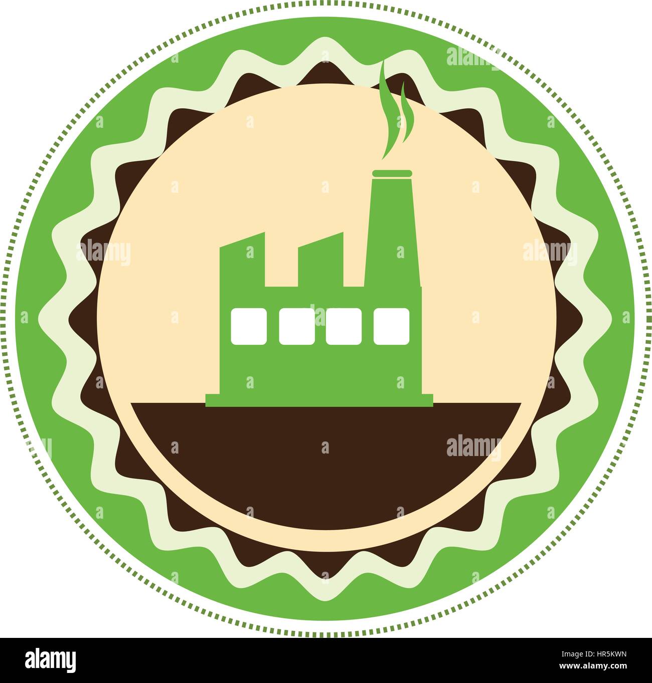 circular emblem of factory and smoke contamination Stock Vector Image ...