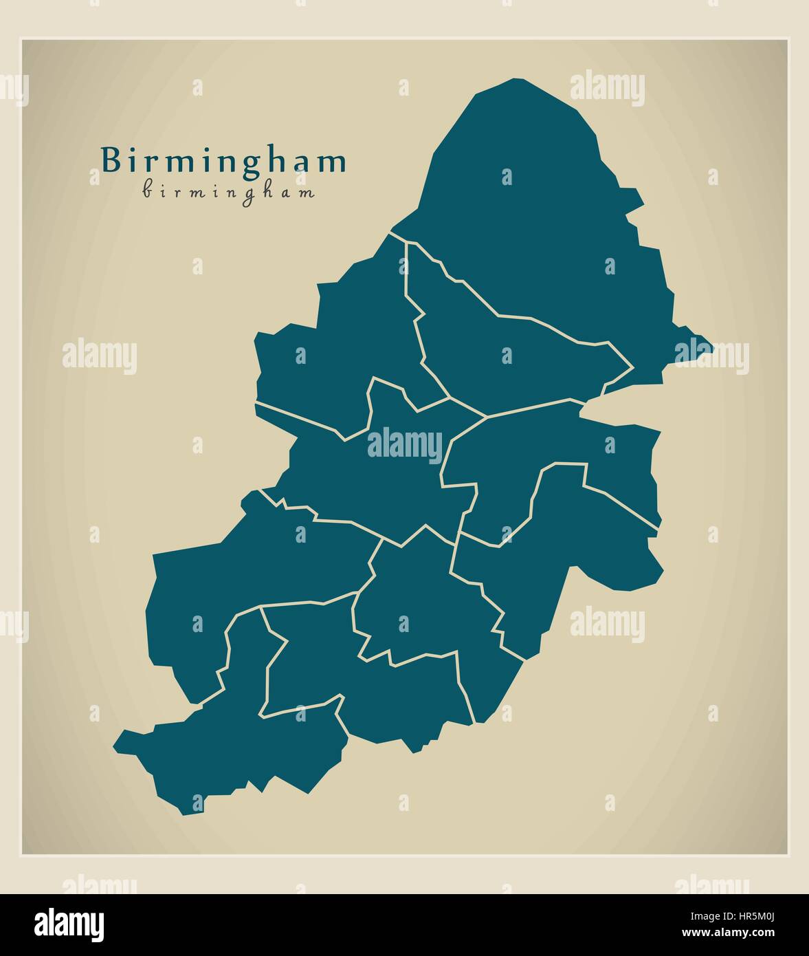 Modern City Map - Birmingham with boroughs illustration Stock Vector ...
