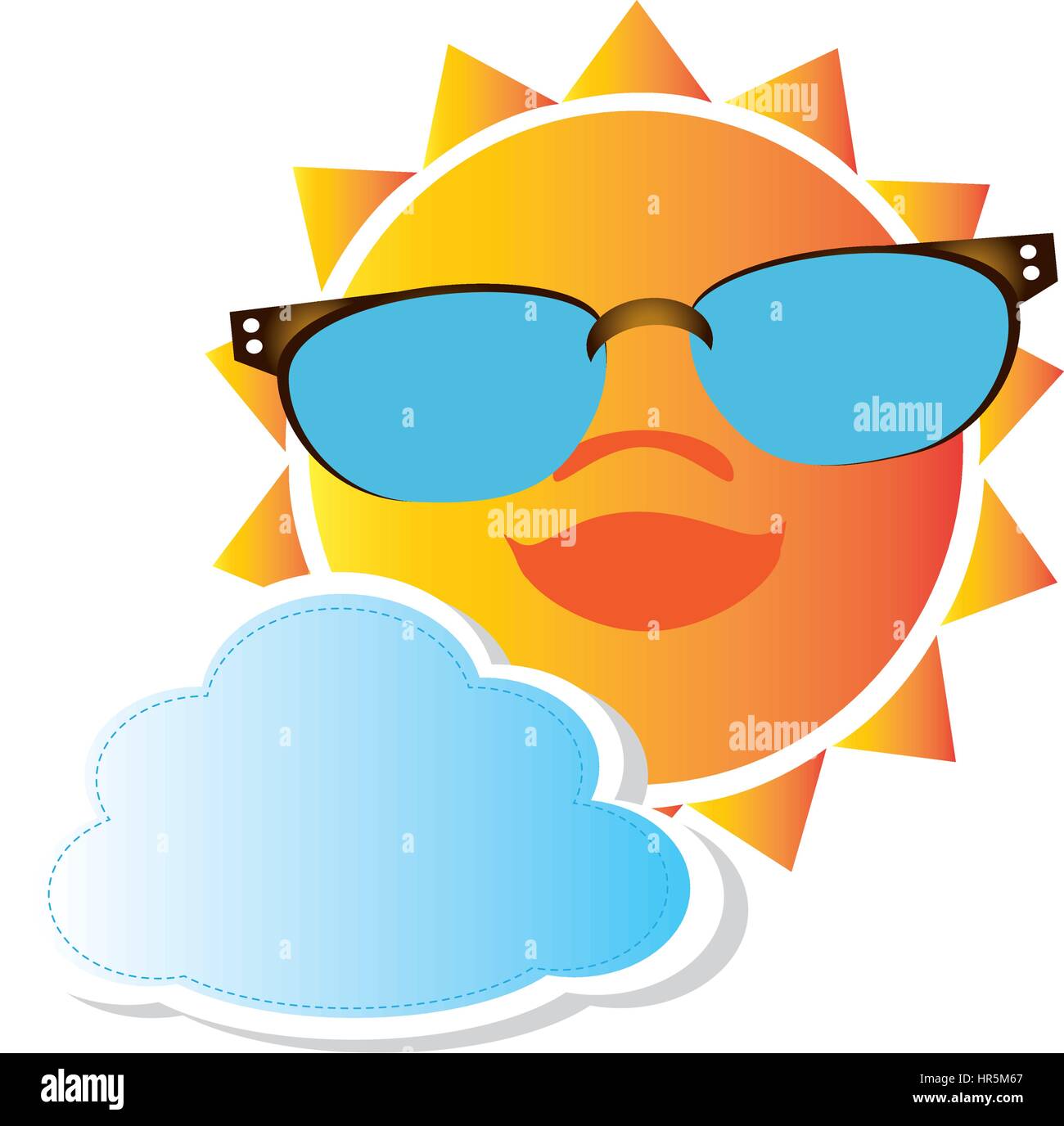 colorful cartoon sun with glasses and cloud Stock Vector Image & Art ...