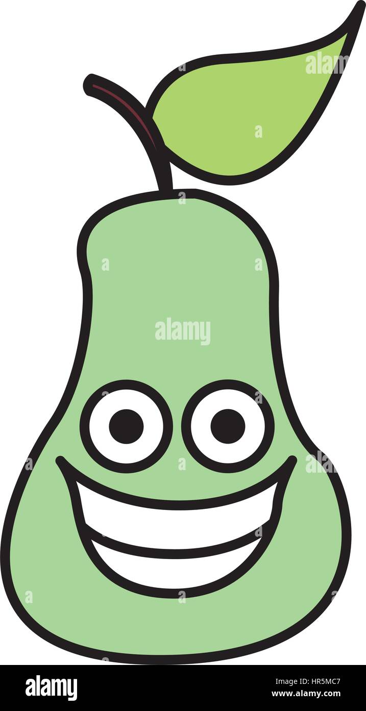 color kawaii fruit pear happy icon Stock Vector Image & Art - Alamy